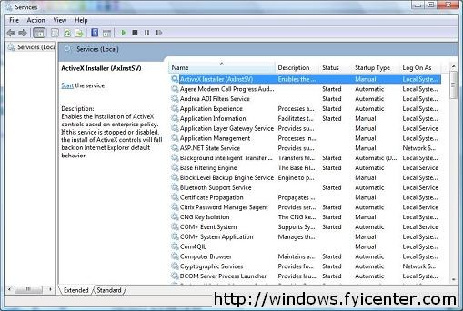 Windows Vista - Accessing Services Management Console